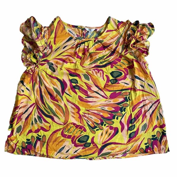 Terra & Sky | Tops | Terra Sky Shirt Blouse Linen Tropical Hawaiian ...